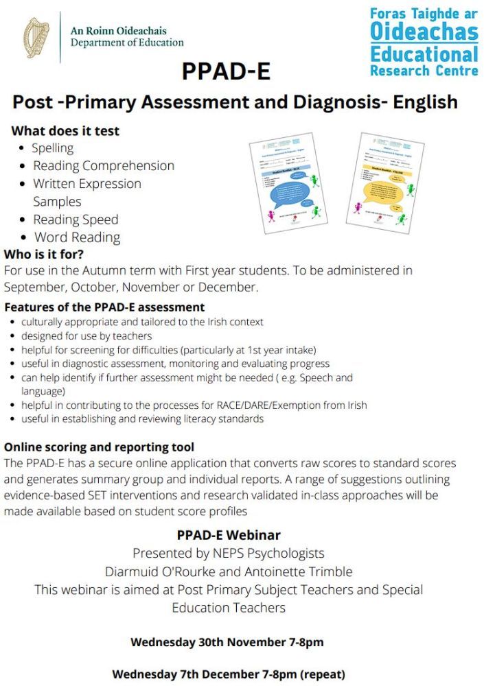 NEPS - PPAD-E Post -Primary Assessment and Diagnosis- English (PP)-Post ...